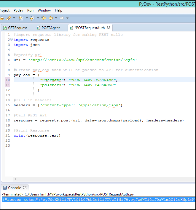 Using the JAMS REST API with Python