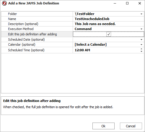 Creating an Unscheduled (Ad hoc) Job